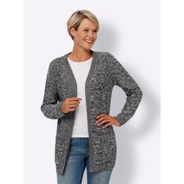 Classic Basics Damen Cardigan, schwarz, Gr. 44, gemustert, mehrfarbig, meliert, 100% Baumwolle, Strickjacken