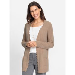 Inspirationen Damen Strickjacke, beige, Gr. 38, unifarben, 45% Viskose, 37% Wolle, 15% Polyamid, 3% Kaschmir, Strickjacken
