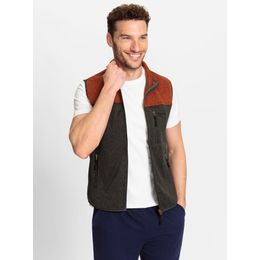 Strickfleecejacke Catamaran, Herren, Gr. 44/46, grau (anthrazit, rostrot, meliert), 100% Polyester, meliert, Jacken