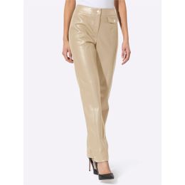 CRÉATION L CREATION L Damen Lederimitathose, beige, Gr. 20, unifarben, 100% Polyester, Hosen