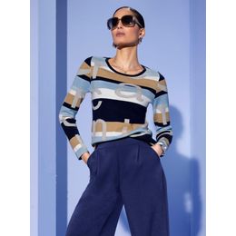 CR&Eacute;ATION L CREATION L Damen Jacquardpullover "Jacquard-Pullover", blau, Gr. 36, gemustert, gestreift, mehrfarbig, 50% Viskose, 28% Polyester, 22% Polyamid,
