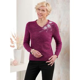 CLASSIC Damen Strickpullover "Langarm-Pullover", rosa, Gr. 38, meliert, 78% Polyacryl, 22% Polyester, Pullover