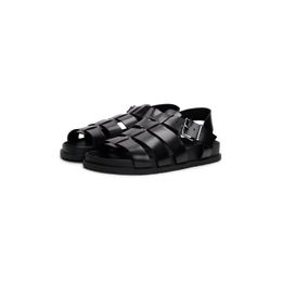 Tommy Jeans Damen Riemchensandale "TJW FISHERMAN PATENT SANDAL", Gr. 41, schwarz, Leder, Schuhe, Sandalette, Sommerschuh, R&ouml;mersandale mit