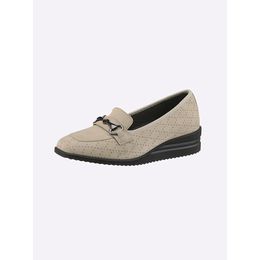 Casual Looks Damen Slipper, Gr. 36, beige, Veloursleder, Basic, Schuhe