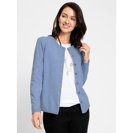 Inspirationen Damen Strickjacke, blau, Gr. 40, gemustert, meliert, 70% Wolle, 30% Kaschmir, Strickjacken