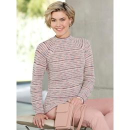 Stehkragenpullover Classic Basics "Pullover", Damen, Gr. 38, rosa (champagner, rosenholz, meliert), 100% Polyacryl, gemustert, gestreift, meliert, Pullover