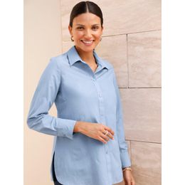 Classic Basics Damen Longbluse, blau, Gr. 40, unifarben, 50% Baumwolle, 50% Polyester, Blusen
