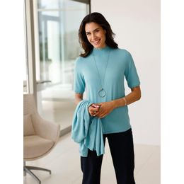 Inspirationen Damen Stehkragenpullover "Stehkragen-Pullover", blau, Gr. 40, unifarben, 50% Viskose, 25% Polyester, 25% Polyamid, Pullover
