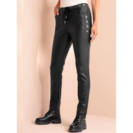 Heine Damen Webhose, schwarz, Gr. 50, unifarben, 77% Viskose, 20% Polyamid, 3% Elasthan, Hosen