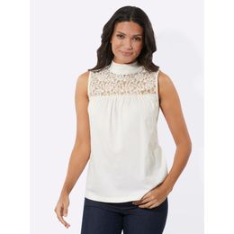 Classic Basics Damen Shirttop, beige, Gr. 40, unifarben, 100% Baumwolle, Spitze:12% Elasthan, 88% Polyamid, Tops