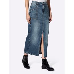 Heine Damen Jeansrock, blau, Gr. 36, unifarben, 98% Baumwolle, 2% Elasthan, Röcke