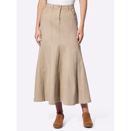 Heine Damen Godetrock, beige, Gr. 44, unifarben, 98% Baumwolle, 2% Elasthan, R&ouml;cke