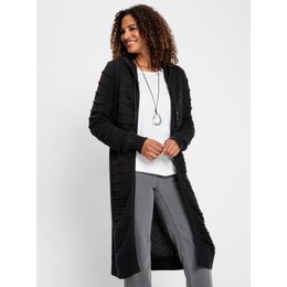 Casual Looks Damen Longstrickjacke, schwarz, Gr. 36, unifarben, 50% Baumwolle, 50% Polyacryl, Strickjacken