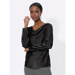 CRÉATION L CREATION L Damen Satinbluse, schwarz, Gr. 38, unifarben, 97% Polyester, 3% Elasthan, Blusen