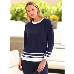 Heine Damen Rundhalspullover "Pullover", bunt, Gr. 42, gemustert, gestreift, unifarben, 50% Viskose, 28% Polyester, 22% Polyamid, Pullover