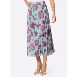 CR&Eacute;ATION L Plisseerock CREATION L, Damen, Gr. 24, lila (mint, violett, bedruckt), 100% Polyester, gebl&uuml;mt, gemustert, mehrfarbig, lang, R&ouml;cke