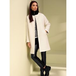 Heine Damen Kurzmantel, beige, Gr. 44, unifarben, unifarben mit Farbeinsatz, unifarben mit Farbeinsätzen, 50% Polyester, 50% Wolle, Mäntel