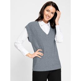 Inspirationen Damen Pullunder "Pullunder", blau, Gr. 36, meliert, 100% Baumwolle, Pullover