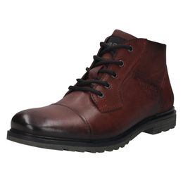 Bugatti Herren Schnürboots, Gr. 43, rot, Leder, used, Schuhe, Boots, Herrenschuh, Stiefelette mit seitlichem Logo-Branding