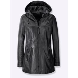 Inspirationen Damen Lederjacke, schwarz, Gr. 38, unifarben, 100% Lammnappaleder, Fellimitat:100% Polyester, Jacken