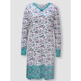 wäschepur Nachthemd WÄSCHEPUR "Nachthemd", Damen, Gr. 40/42, Normalgrößen, beige (ecru, ozean, bedruckt), 50% Baumwolle, 50% Viskose, bedruckt, geblümt, gemustert, mehrfarbig, Kleider