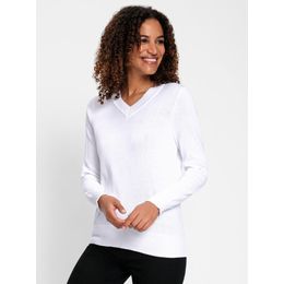 Casual Looks Damen V-Ausschnitt-Pullover "Pullover", beige, Gr. 36, unifarben, 100% Baumwolle, Pullover