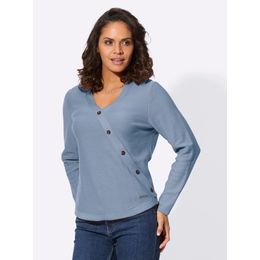 Casual Looks Damen V-Ausschnitt-Pullover "V-Pullover", blau, Gr. 38, unifarben, 50% Baumwolle, 50% Polyacryl, Pullover
