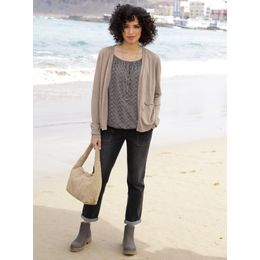 Heine Damen Cardigan, beige, Gr. 38, unifarben, 50% Viskose, 28% Polyester, 22% Polyamid, Strickjacken