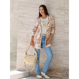 Heine Damen Strickjacke, gelb, Gr. 40, gemustert, mehrfarbig, 50% Viskose, 25% Polyester, 25% Polyamid, Strickjacken