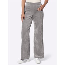 Heine Damen Cordhose, grau, Gr. 40, unifarben, 80% Polyester, 18% Polyamid, 2% Elasthan, Hosen