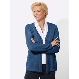 CLASSIC Damen Strickjacke, blau, Gr. 38, unifarben, 100% Polyacryl, Strickjacken