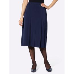 CLASSIC Damen Faltenrock, blau, Gr. 40, unifarben, 75% Polyester, 20% Viskose, 5% Elasthan, Röcke