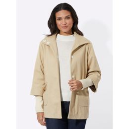 Classic Basics Damen Langjacke, beige, Gr. 48, gemustert, gestreift, 100% Polyester, Jacken
