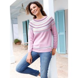Casual Looks Damen Norwegerpullover "Norwegerpullover"mauve, burgund, gemustert, Gr. 46, gemustert, mehrfarbig, 50% Baumwolle, 50% Polyacryl, Pullover