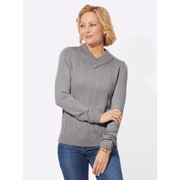 Classic Basics Damen V-Ausschnitt-Pullover "Pullover", grau, Gr. 38, unifarben, 100% Polyacryl, Pullover