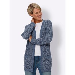 Classic Basics Damen Cardigan, blau, Gr. 40, gemustert, mehrfarbig, meliert, 100% Baumwolle, Strickjacken