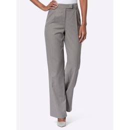 CR&Eacute;ATION L CREATION L Damen Anzughose, grau, Gr. 19, gemustert, gestreift, 45% Polyester, 41% Viskose, 11% Wolle, 3% Elasthan, Hosen