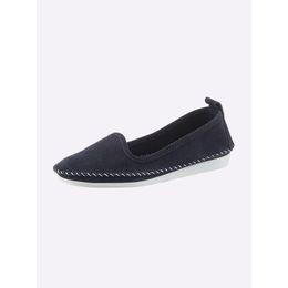 Andrea Conti Damen Slipper, Gr. 36, blau, Leder, Rindsleder, Veloursleder, Schuhe