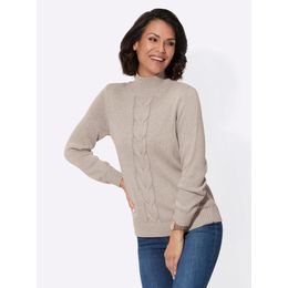 Casual Looks Damen Strickpullover "Stehkragen-Pullover", beige, Gr. 48, meliert, unifarben, 55% Baumwolle, 45% Viskose, Pullover