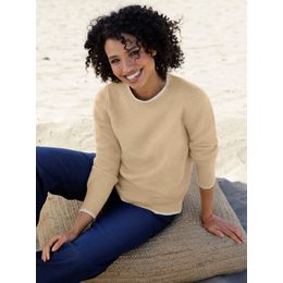 Heine Damen Strickpullover "Pullover", beige, Gr. 44, unifarben, 55% Polyacryl, 36% Polyester, 5% Wolle, 4% Elasthan, Pullover