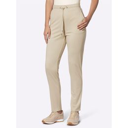 Heine Damen Schlupfhose, beige, Gr. 46, unifarben, 70% Viskose, 25% Polyamid, 5% Elasthan, Hosen