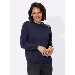 Casual Looks Damen Rundhalspullover "Pullover", blau, Gr. 38, unifarben, 100% Polyester, Pullover