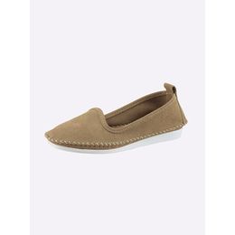 Andrea Conti Damen Slipper, Gr. 38, braun, Leder, Rindsleder, Veloursleder, Schuhe