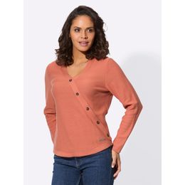 Casual Looks Damen V-Ausschnitt-Pullover "V-Pullover", orange, Gr. 40, unifarben, 50% Baumwolle, 50% Polyacryl, Pullover