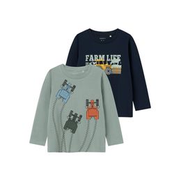 name it Shirt 'NMMLactor' Jungen Größe 116 navy / taubenblau / hellblau / dunkelorange