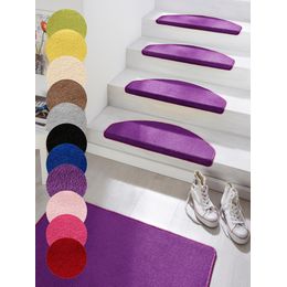 Stufenmatte Hanse Home "Fancy" Gr. 22, lila, B:23cm H:7mm L:65cm, Kunstfaser, Teppiche, 15 Stück, Treppenmatten, Selbstklebend, Stufenteppich, Treppenstufen