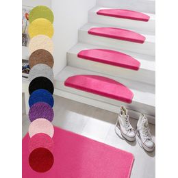 Stufenmatte Hanse Home "Fancy" Gr. 22, pink, B:23cm H:7mm L:65cm, Kunstfaser, Teppiche, 15 Stück, Treppenmatten, Selbstklebend, Stufenteppich, Treppenstufen