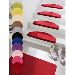 Stufenmatte Hanse Home "Fancy" Gr. 22, rot, B:23cm H:7mm L:65cm, Kunstfaser, Teppiche, 15 Stück, Treppenmatten, Selbstklebend, Stufenteppich, Treppenstufen