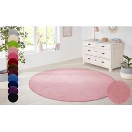 Teppich Hanse Home "Shashi" Gr. 10, rosa (hellrosa), H:8,5mm &Oslash;:200cm, Kunstfaser, Teppiche, Teppich, Kurzflor, Unifarben, Teppich, Weich, Esszimmer, Kinderzimmer, Flur