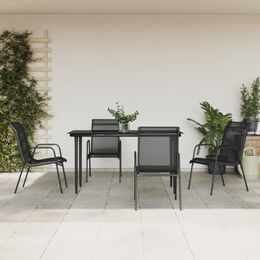 vidaXL 5-tlg. Garten-Essgruppe Schwarz Stahl und Textilene